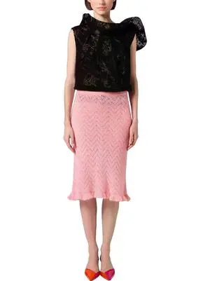 MSGM Chevron-knit Midi Skirt