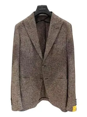 Tagliatore Single-breasted Textured Blazer - Brown