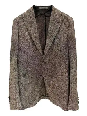 Tagliatore Single-breasted Textured Blazer - Brown
