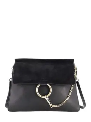 Chloé Faye Leather And Suede Medium Shoulder Bag - Black