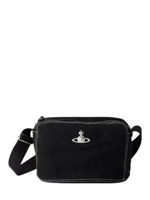 VIVIENNE WESTWOOD Orb-plaque Top-stitch Crossbody Bag - Black