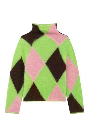 MSGM Argyle-pattern High-neck Sweater - Green