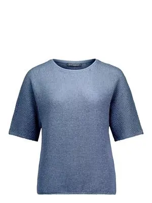 BETTY BARCLAY Waffle-knit Short-sleeved T-shirt - Blue