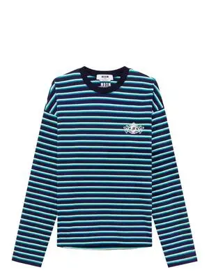 MSGM Striped Logo-embroidered Sweater - Blue