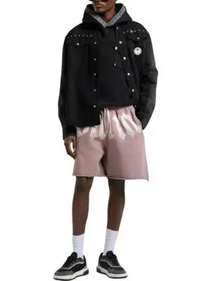 Palm Angels Logo-print Raw-cut Shorts - Pink