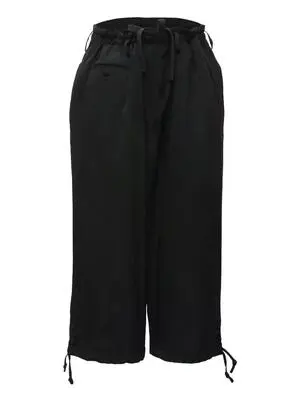 Yohji Yamamoto Drawstring-fastening Cropped Trousers - Black
