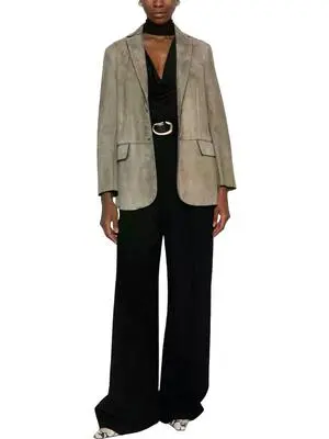 SALVATORE SANTORO Suede Notched-lapel Jacket - Green
