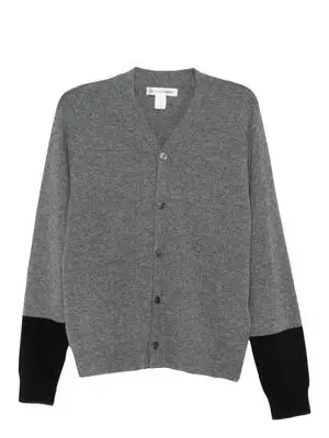 Comme Des Garçons Colour-block Wool Cardigan - Grey