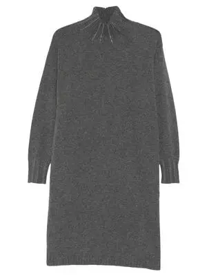Fabiana Filippi Bead-embellished High-neck Dress - Grey