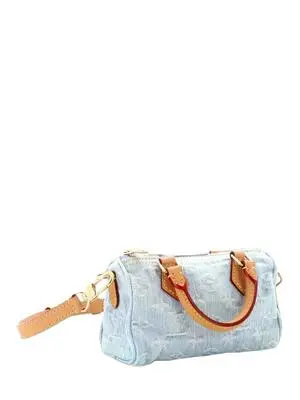 LOUIS VUITTON Speedy Bandouliere Nm Bag Monogram Denim Sky Nano Satchel - Blue