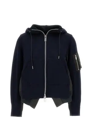 Sacai Sponge Sweat And Nylon Twill Hoodie - Multicolor