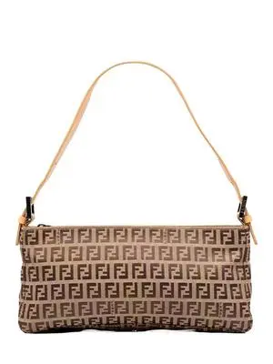 Fendi 2000-2010 Zucchino Canvas Pochette Shoulder Bag - Brown