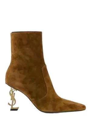 Saint Laurent Opyum Cassandre Ankle Boots - Brown