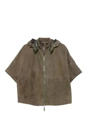 THE JACKIE LEATHERS Alaska Hooded Suede Jacket - Green