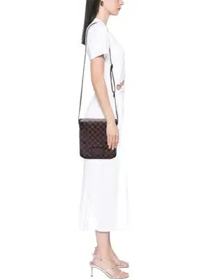 LOUIS VUITTON 2009 Damier Ebene Brooklyn Pm Crossbody Bag - Brown