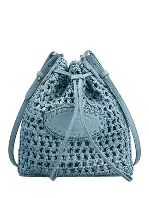 TOD'S Raffia & Leather Bucket Bag Mini