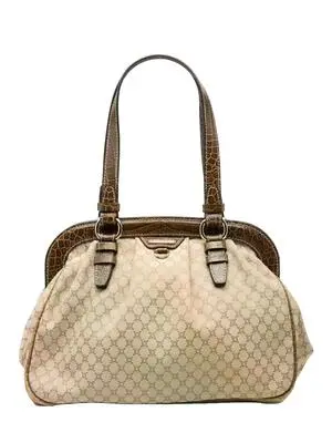 CELINE 2008 Macadam Canvas Tassel Frame Satchel