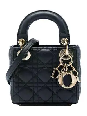 Dior 2022 Micro Lambskin Cannage Lady Satchel - Black