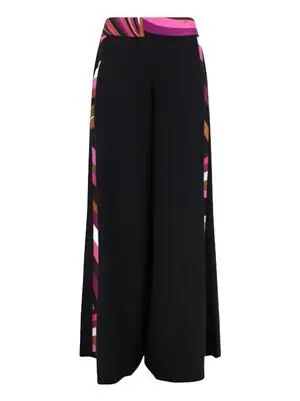 Emilio Pucci Iride-printed Trim Wide-leg Palazzo Trousers - Black