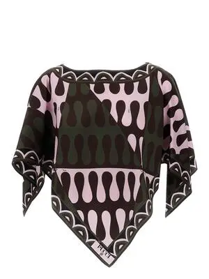Emilio Pucci Cape-effect Silk Twill Blouse - Multicolor