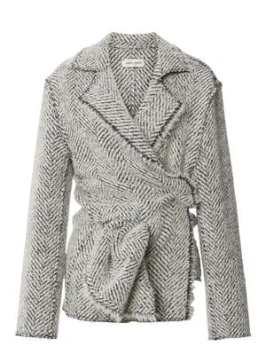 Alberta Ferretti Herringbone Wrap Jacket - Gray