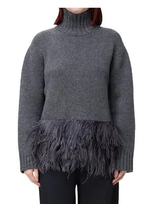 Fabiana Filippi Feather-trim Turtleneck Sweater - Grey