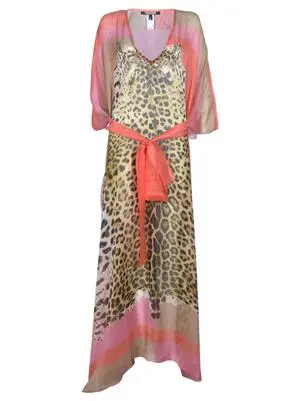 Roberto Cavalli Belted Animal-print Maxi Dress - Light Red