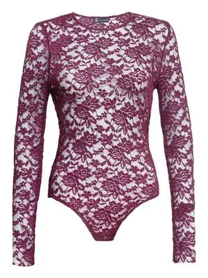 AUDREY VALLENS Selene Lace Bodysuit - Red