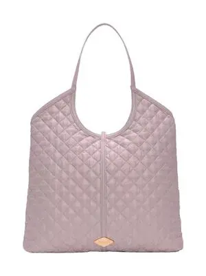 Mz Wallace Large Astor Leather Trim Quilted Nylon Tote - Quail