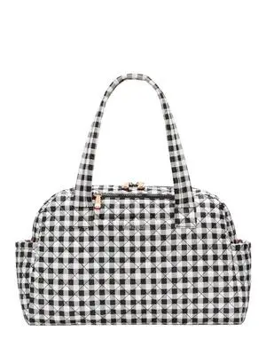 Mz Wallace Large Metro Jimmy Deluxe Quilted Nylon Gym Bag - Black/white Gingham