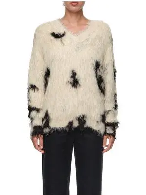 Bimba Y Lola Fur V-neck Sweater - Pony