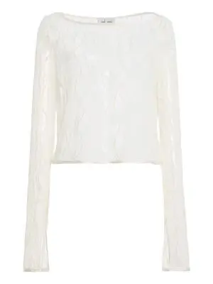 MEL USINE Brume Cotton-Blend Sutured Lace Top