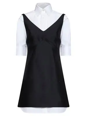 Balenciaga Black Wool And Silk Blend Mini Hybrid Shirt Dress - Multicolor