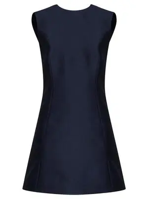 Balenciaga Navy Blue Wool And Silk Blazer-style A-line Mini Dress - Multicolor