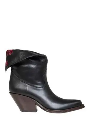 Chloé Chloé Women Black Semi-Shiny Calfskin Leather Azelan Ankle Boots Multicolor