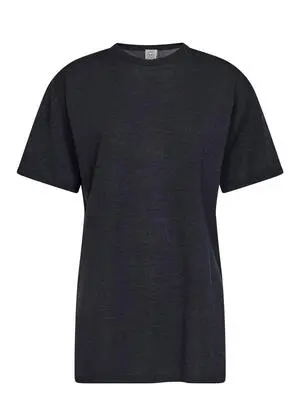TOTEME Charcoal Mélange Oversized Lyocell And Cashmere Knit T-shirt - Multicolor