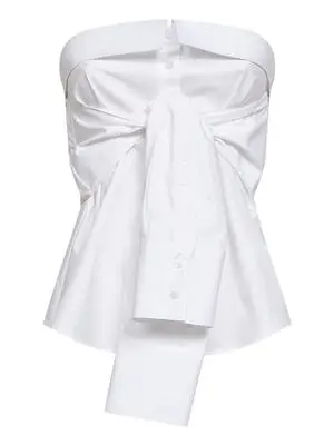 Giuseppe Di Morabito White Poplin Bustier Top With Tied Sleeves - Multicolor