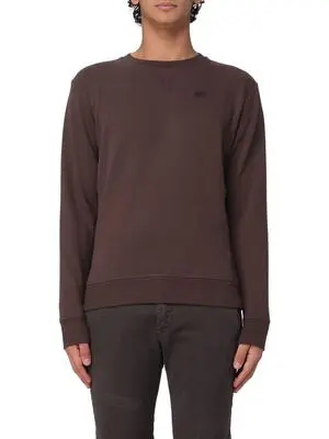LA MARTINA Crewneck Cotton Sweatshirt With Dropped Shoulders And Contrast Logo - Brown