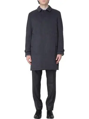 Tagliatore Alton Single-breasted Knee-length Coat In Wool With Concealed Closure Grey