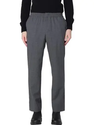 AMI Paris Slim Fit Virgin Wool Trousers With Elasticated Waist - Grey