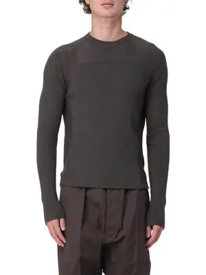 Rick Owens Slim Fit Crewneck Jumper In Pure Virgin Wool With Ribbed Cuffs - Grey