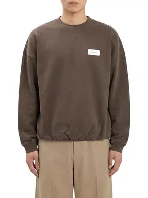 Jacquemus Contrast Logo Patch Cotton Crewneck Sweatshirt - Brown