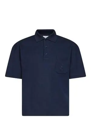 Saint Laurent Blue Cotton Piqué Cassandre Polo Shirt - Multicolor