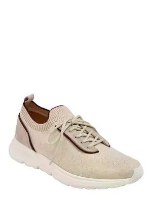Eleventy Knit Leather-trim Sneakers - Neutrals