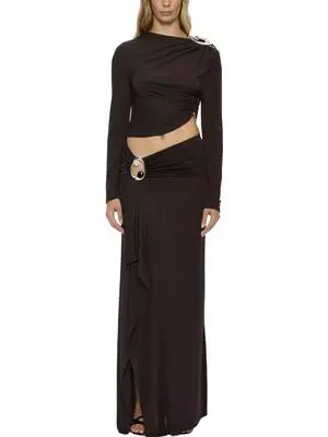 Christopher Esber Orica Crystal-embellished Ruched Top - Brown