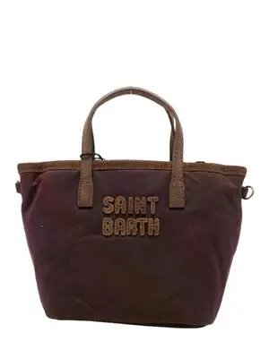 MC2 SAINT BARTH Mini City Logo-patch Suede-trim Tote Bag - Red