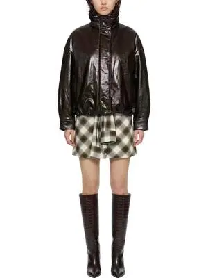 SALVATORE SANTORO High-neck Crinkled-finish Coat - Brown