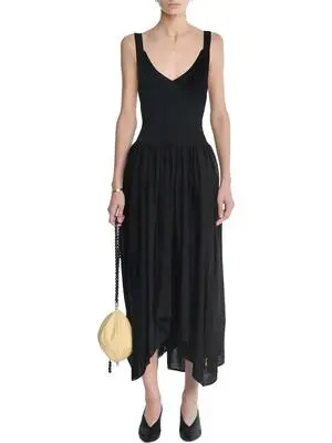 Maria Mcmanus Wave Ribbed-knit Midi Dress - Black