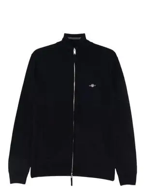 Gant Zip-up Lambswool Cardigan - Blue