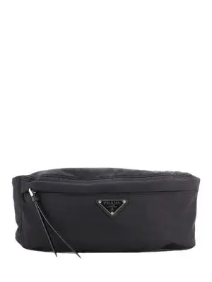 Prada Zip Waist Bag Tessuto Medium Belt Bag - Black